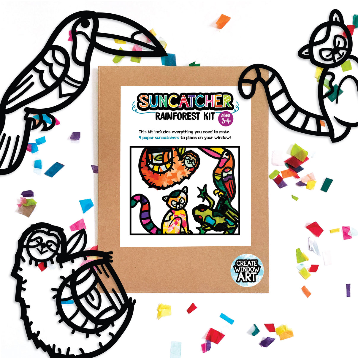 Rainforest Animals Suncatcher Craft Kit – PunchofColor
